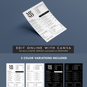DIY Restaurant Menu, Editable Business Menu Template, Bar and Food DIY ...