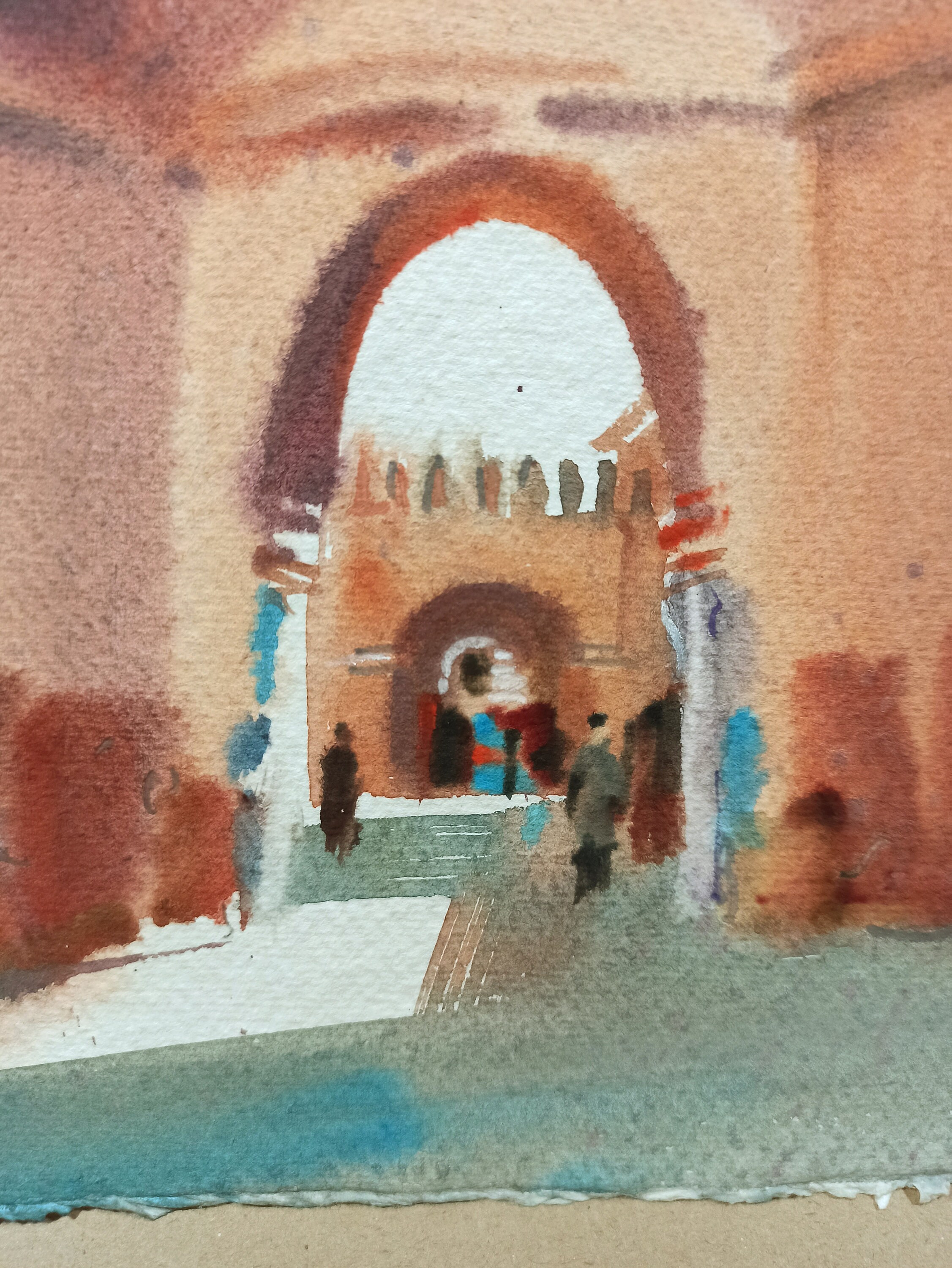 Morocco painting Original watercolor art Marrakech gate | Etsy