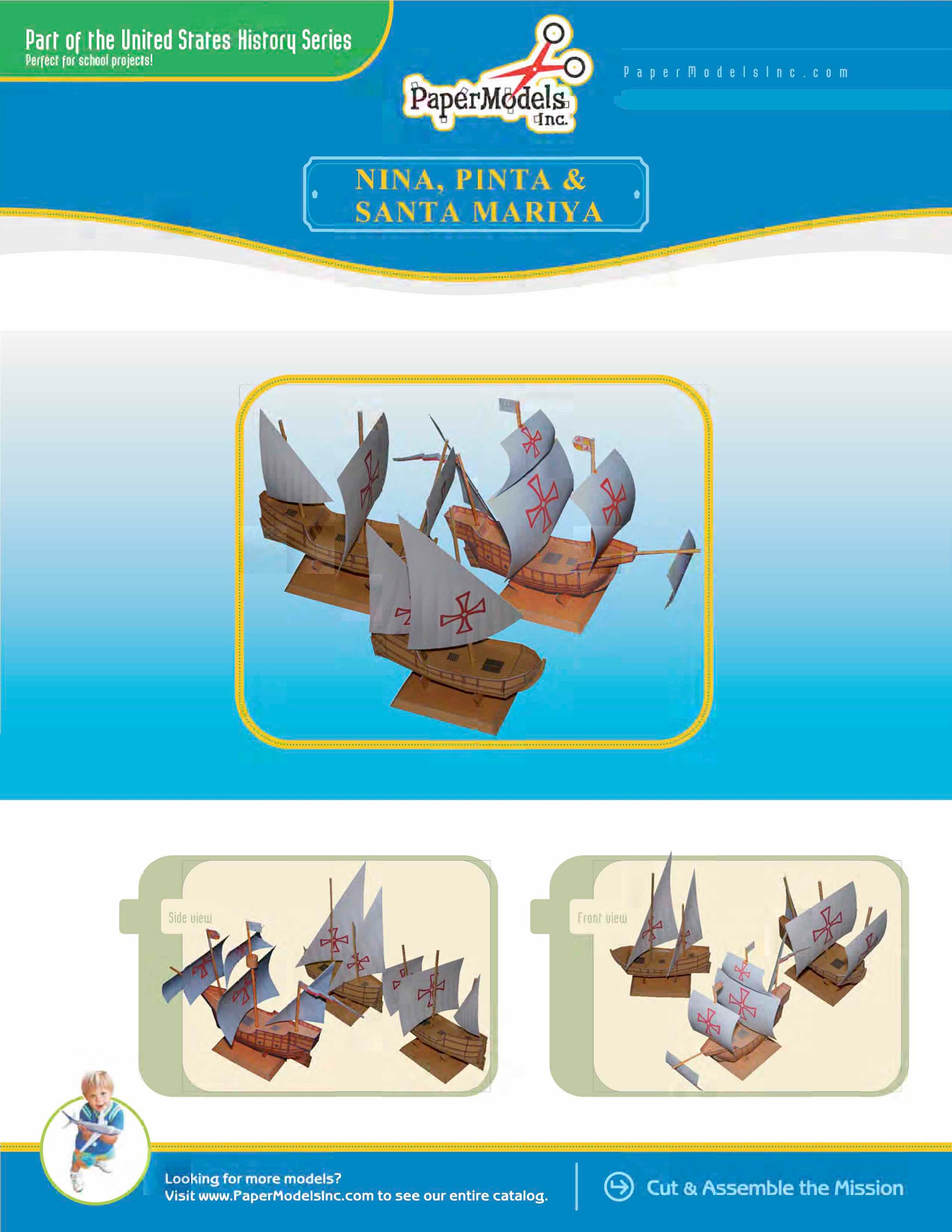 Christopher Columbus, Nina Pinta, Santa Maria 7x10 Preprinted & Shipped ...