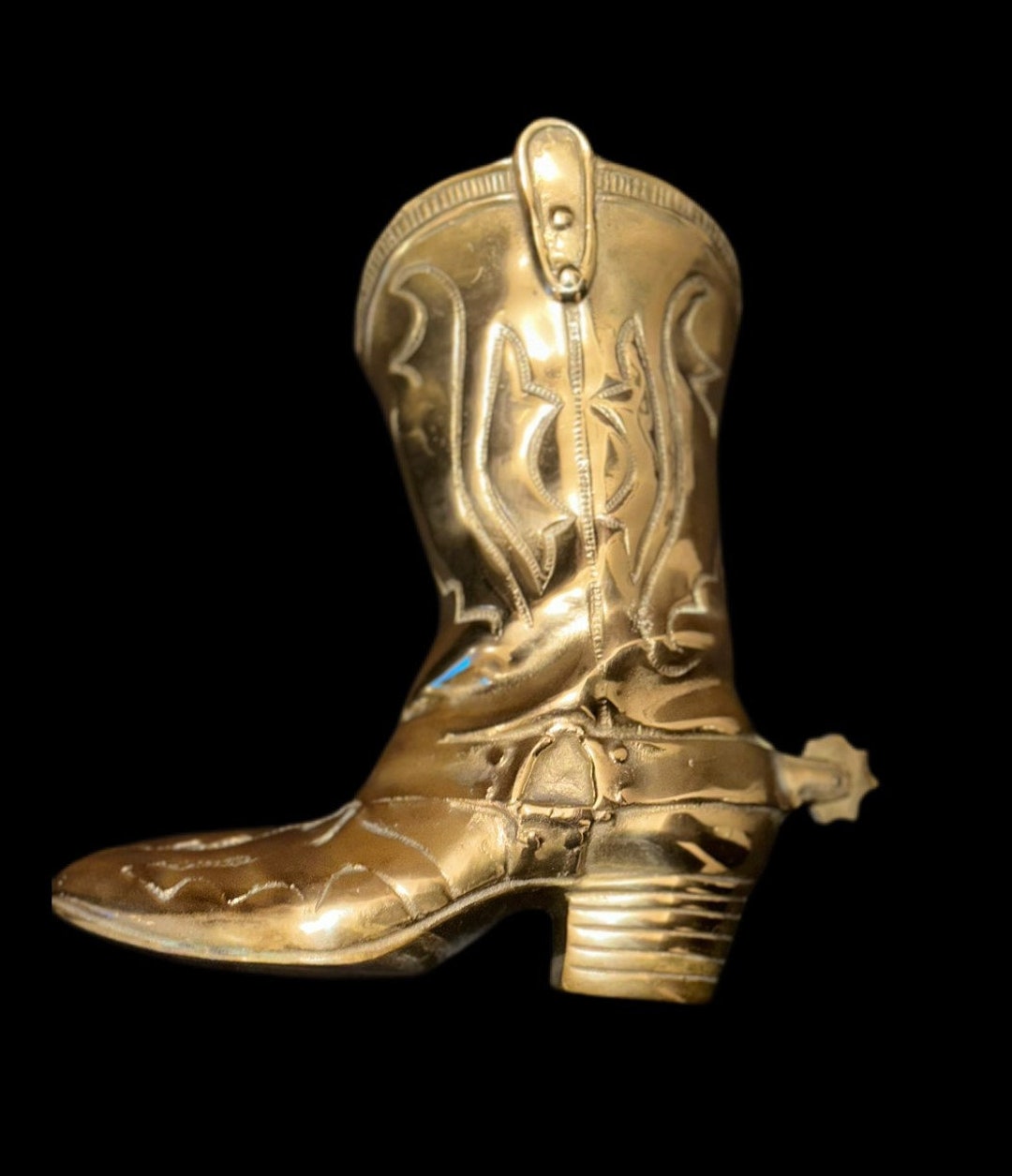 Large Late 20th Century Brass Cowboy Boot With a Spur Figurine - Etsy