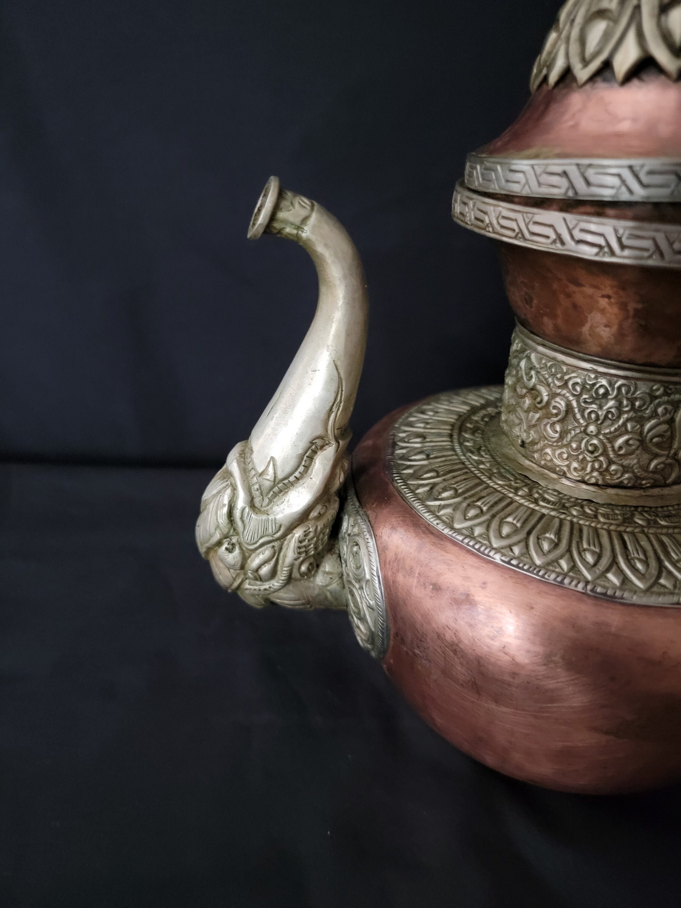 Vintage Brass and Copper Tibetan Tea Pot With Asian Dragon Motif - Etsy