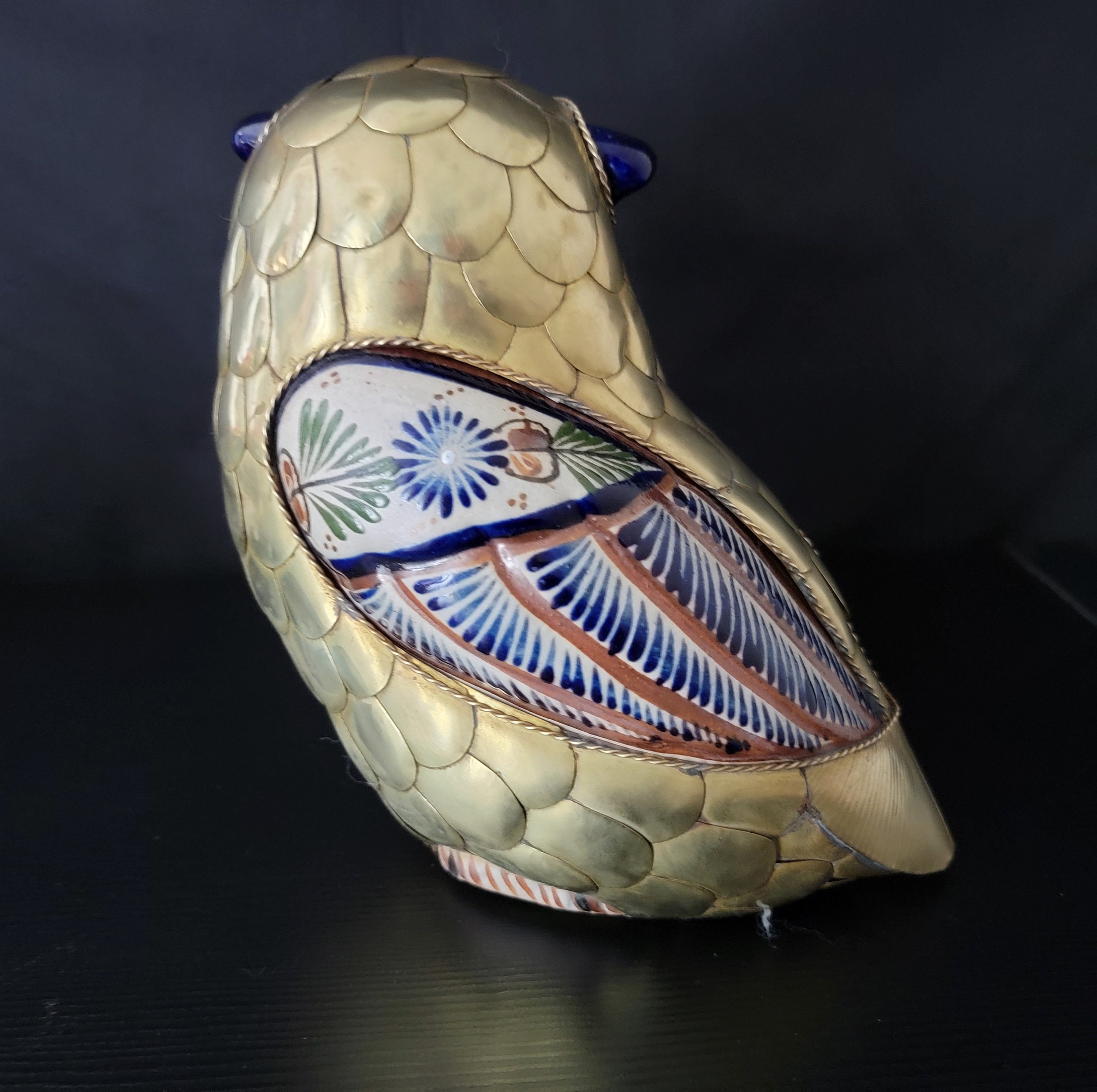 3 Vintage Ceramic and Brass Owls Table Sculpture in the Style - Etsy