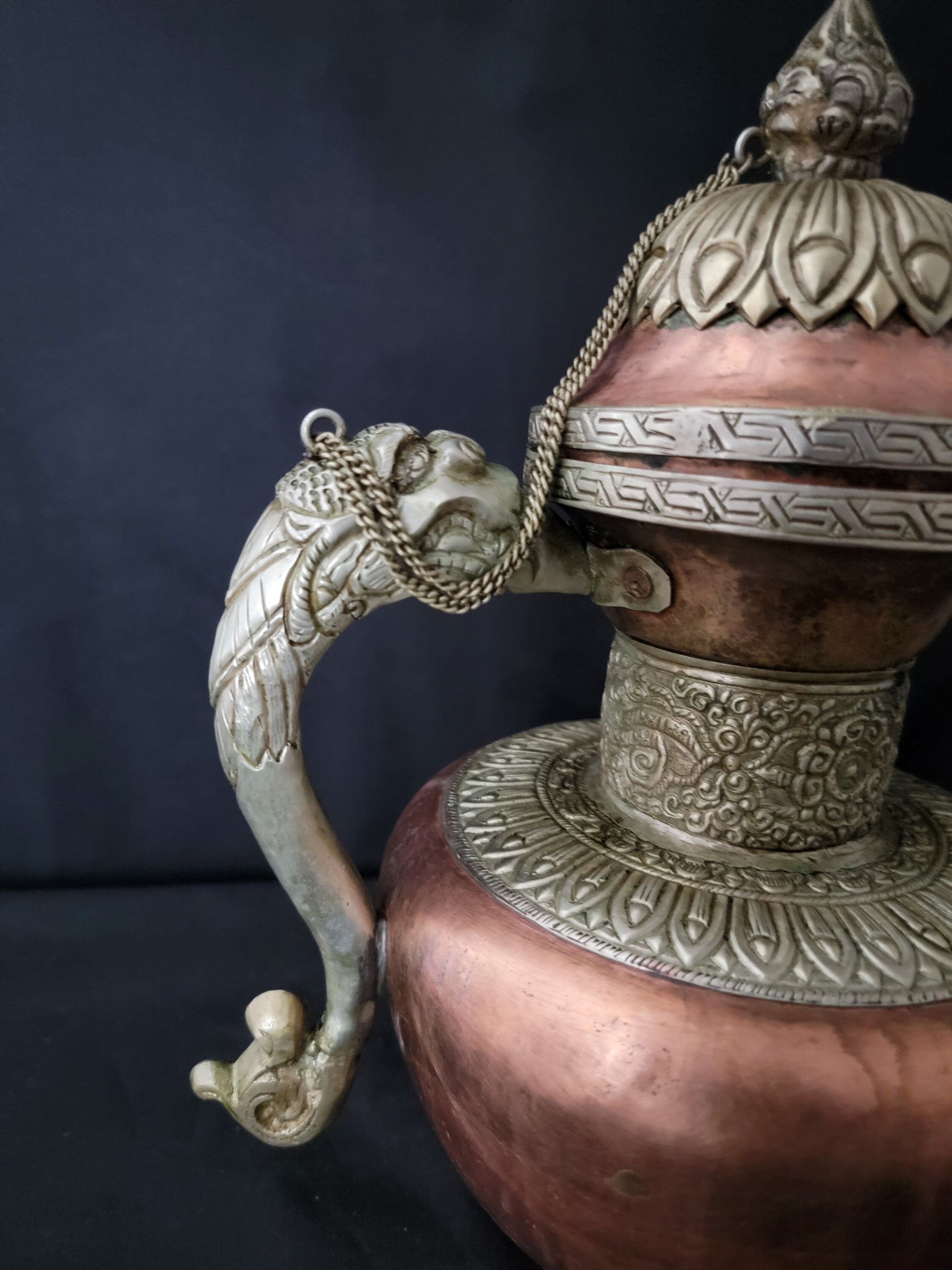 Vintage Brass and Copper Tibetan Tea Pot With Asian Dragon Motif - Etsy
