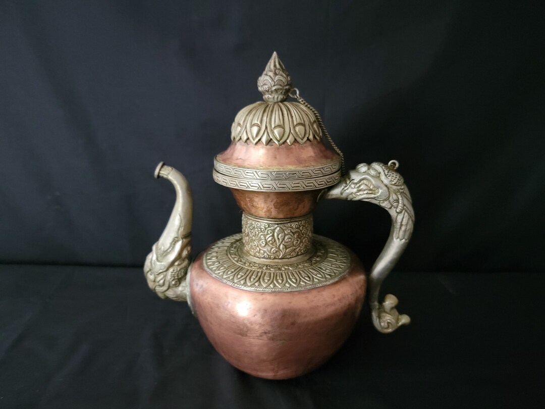 Vintage Brass and Copper Tibetan Tea Pot With Asian Dragon Motif - Etsy