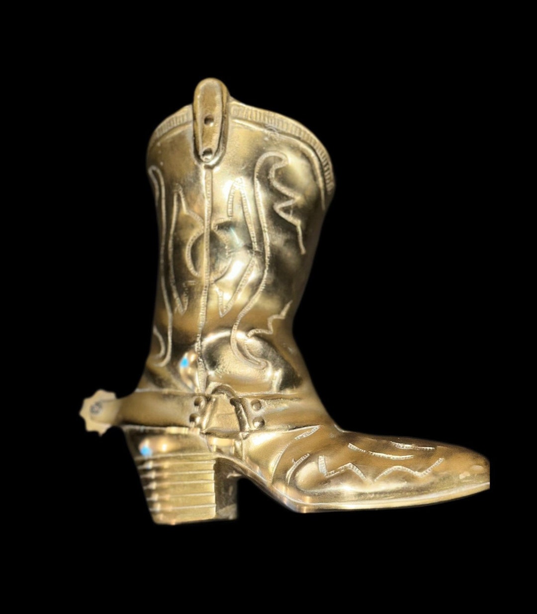 Large Late 20th Century Brass Cowboy Boot With a Spur Figurine - Etsy