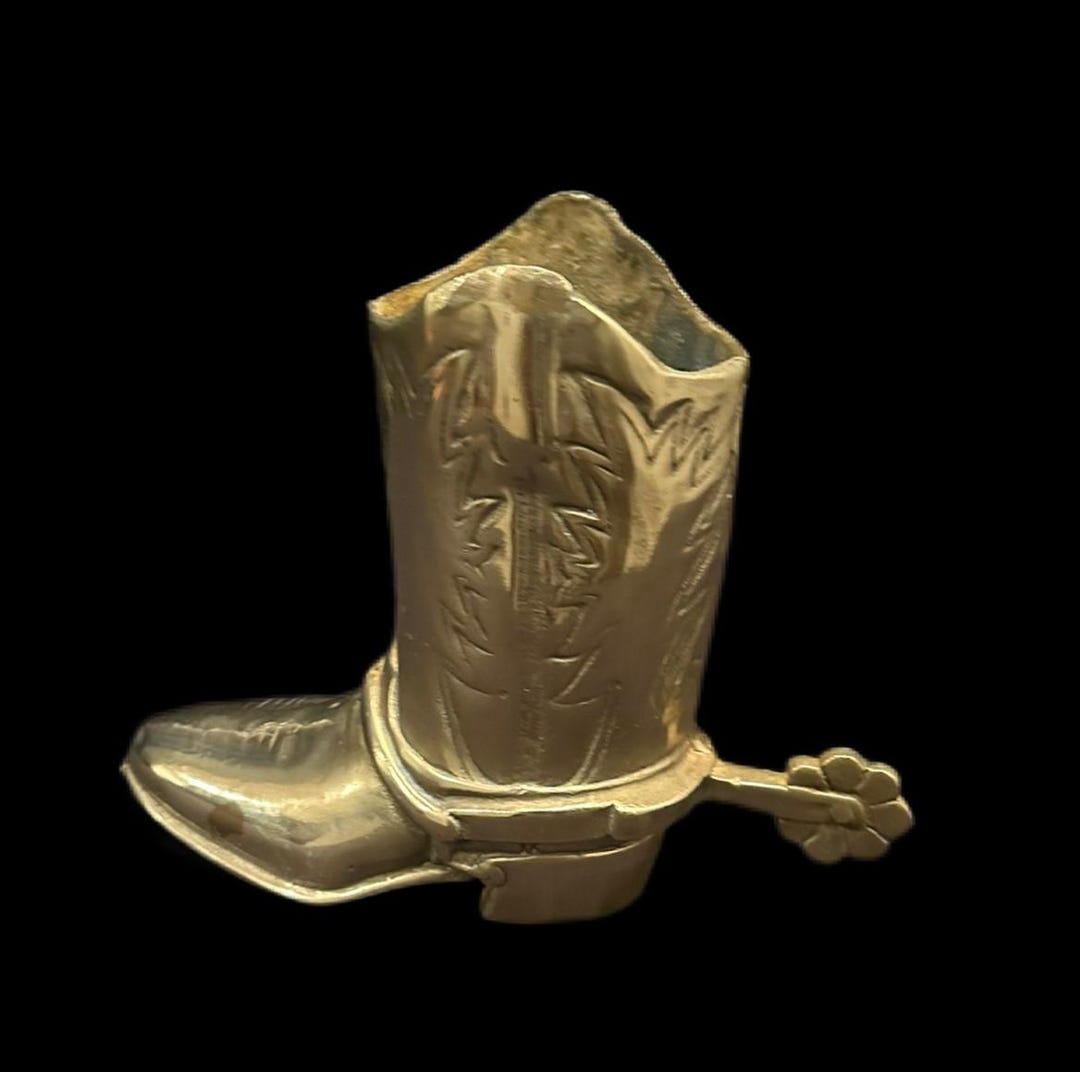 Vintage Brass Cowboy Boot With a Fixed Spur Figurine - Etsy