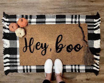 Hey Boo Doormat - Etsy
