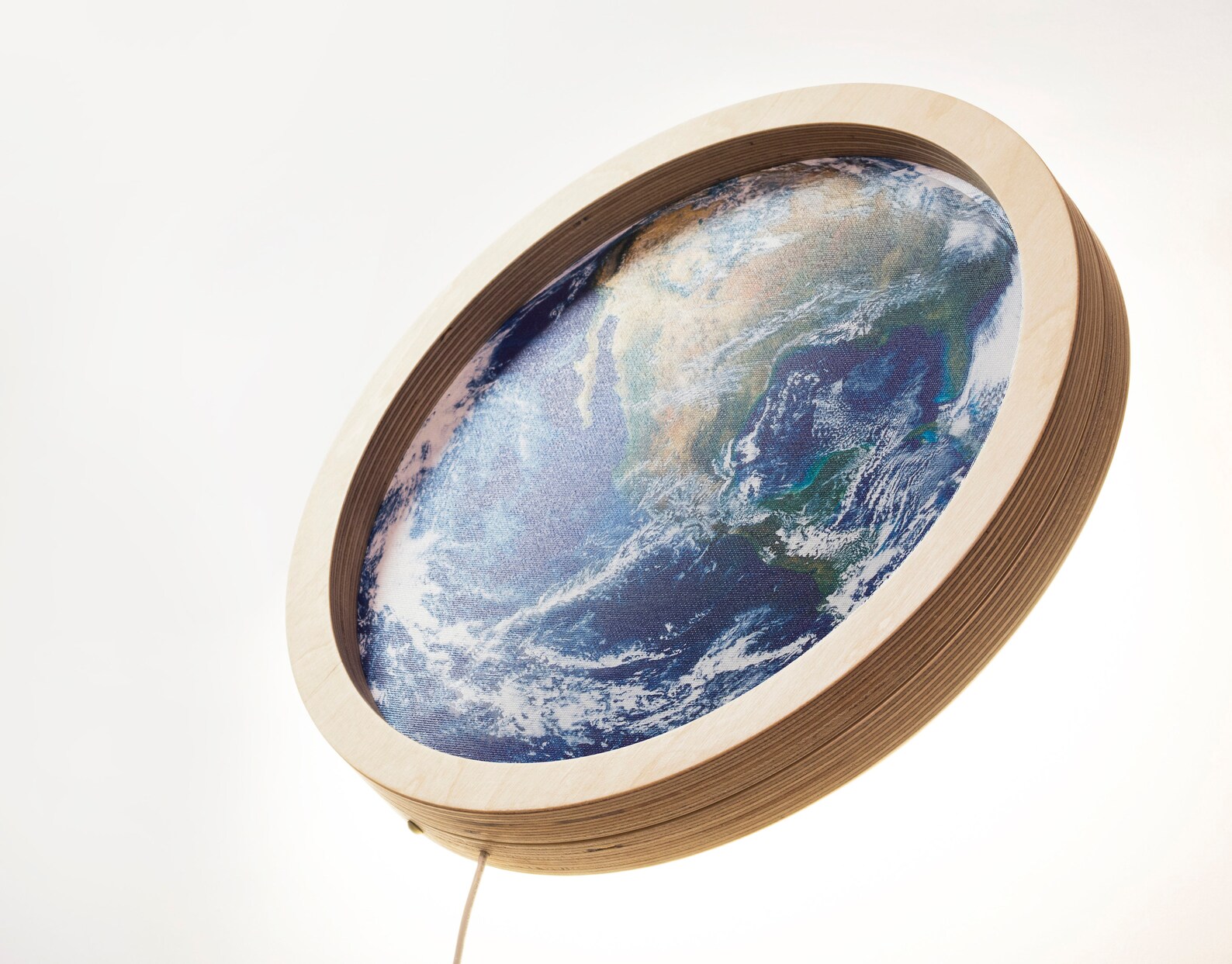 Plywood Lamp With Earth Graphic on Natural, Swappable Canvas - Etsy