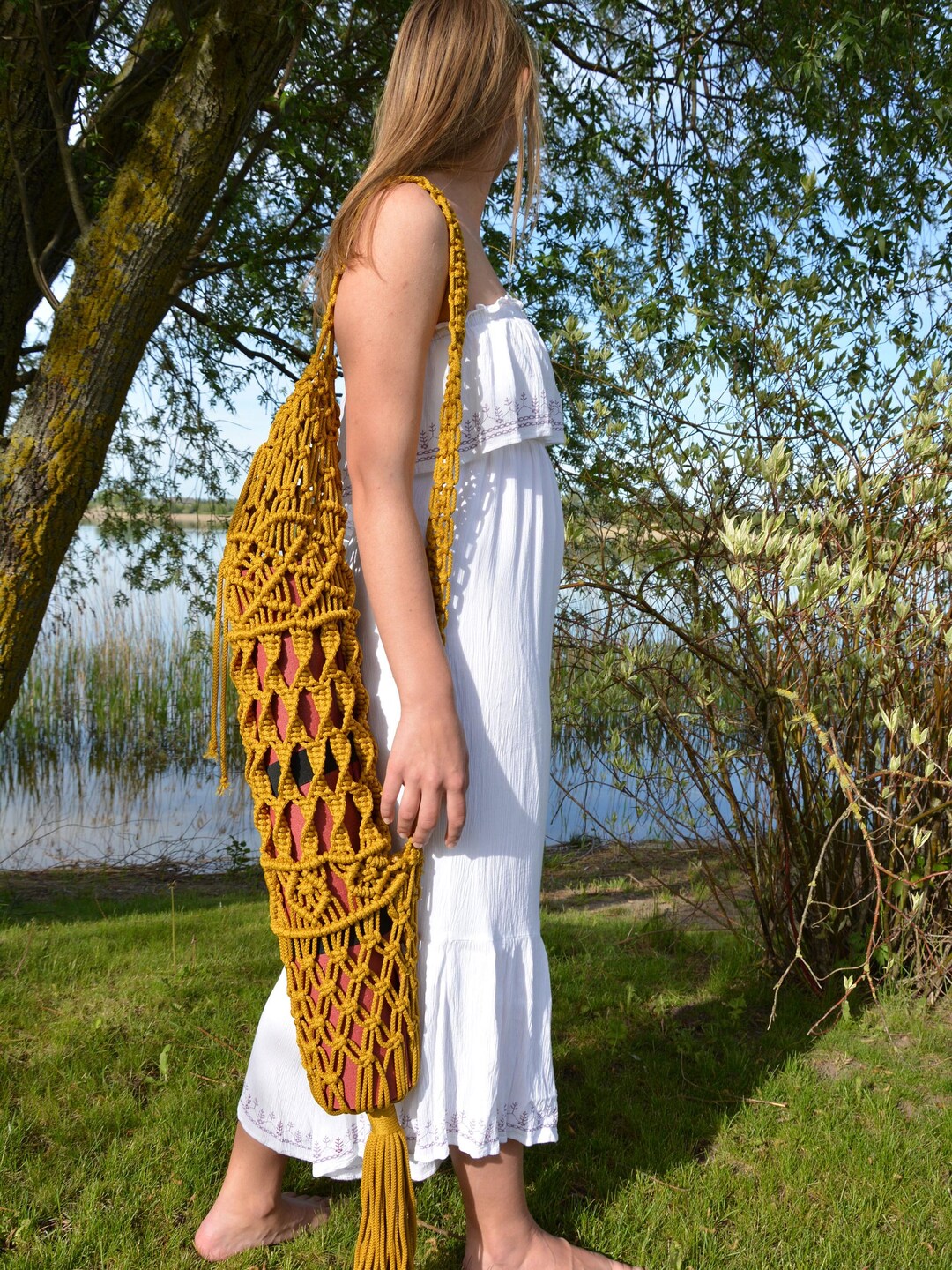 Macrame Yoga Mat Bag, Handmade Boho Yoga Tote, Yoga Bag With Strap, Gift for Yogis and Yoga ...