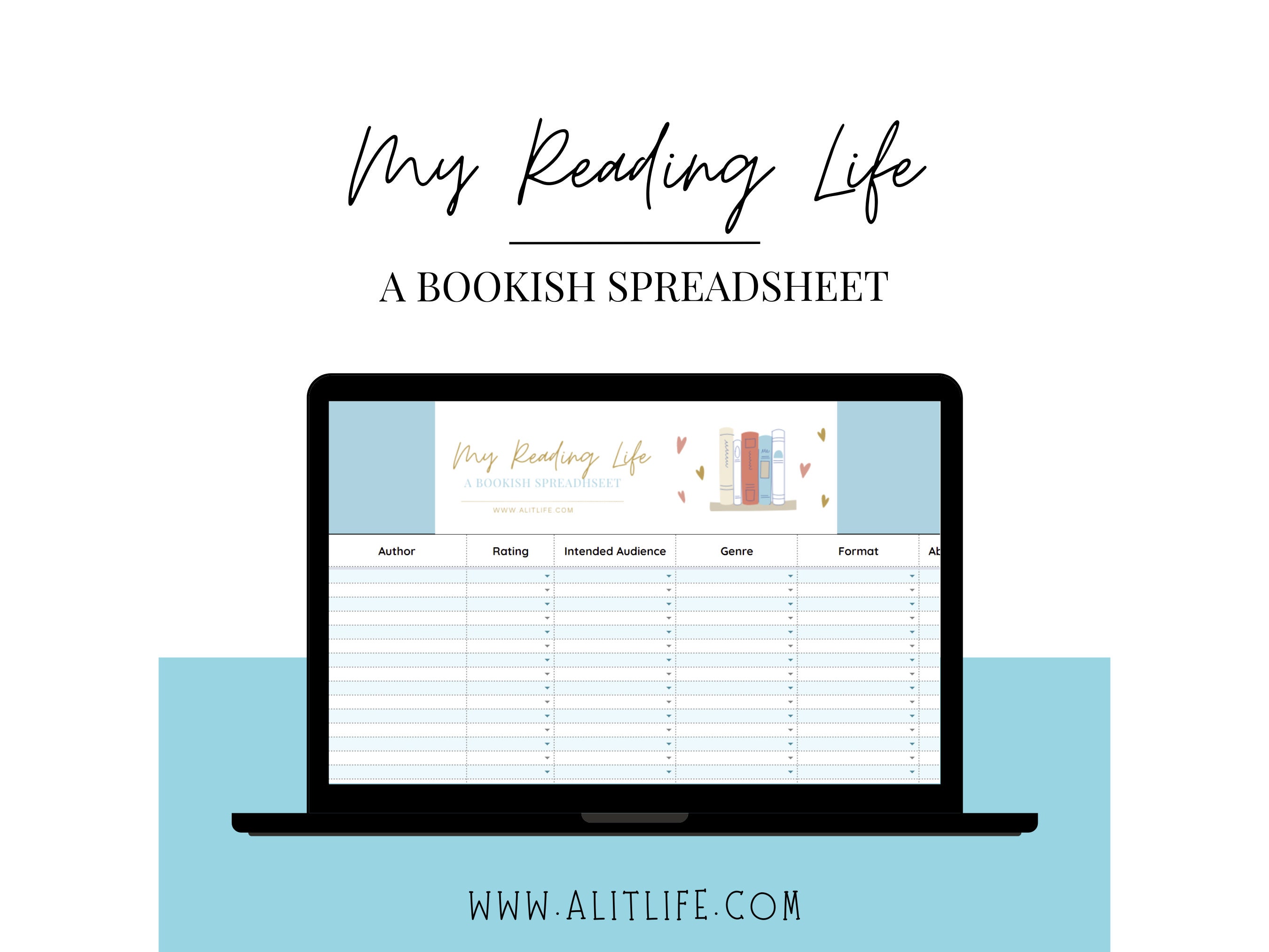 My Reading Life: A Bookish Spreadsheet BLUE Google Sheets Digital ...