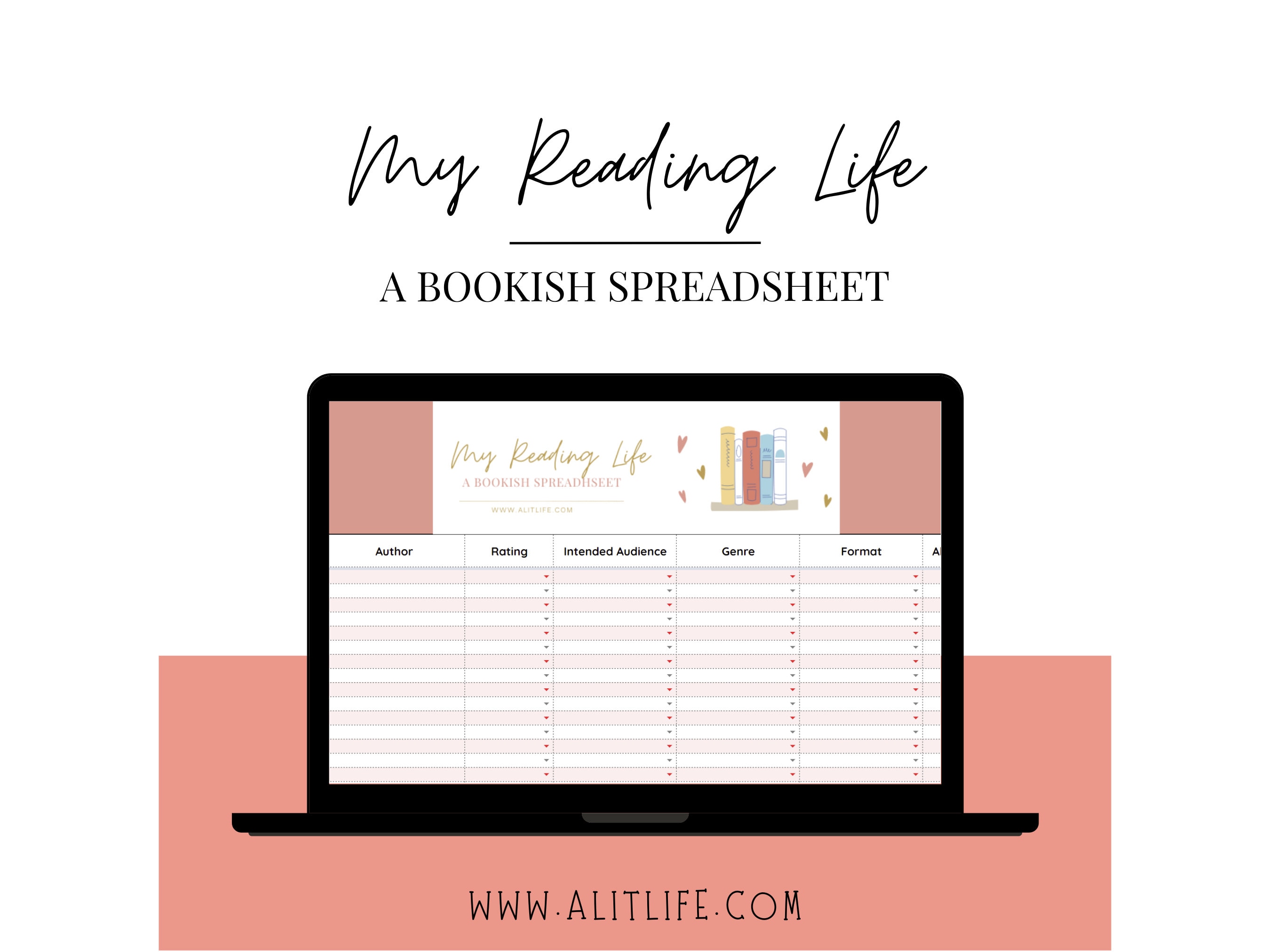 My Reading Life: A Bookish Spreadsheet PINK Google Sheets Digital ...