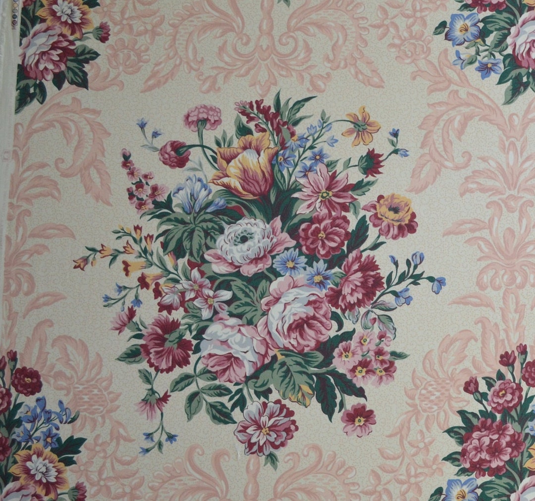 25 Yards Available / Spectacular Large Scale Floral/ VINTAGE WAVERLY ...