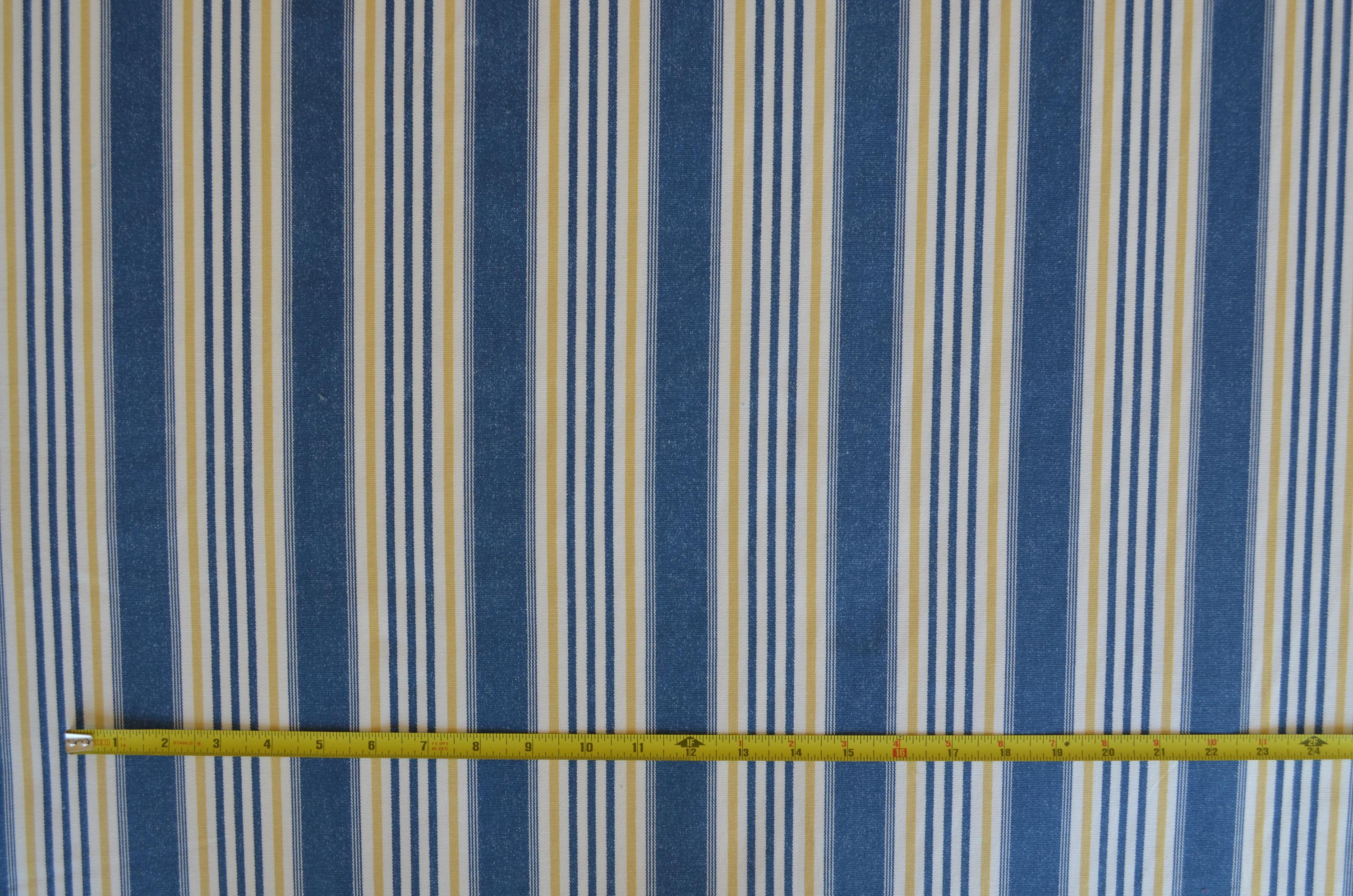 Five Yds Available / Vintage Blue and Yellow Ticking Stripe Print / 100 ...