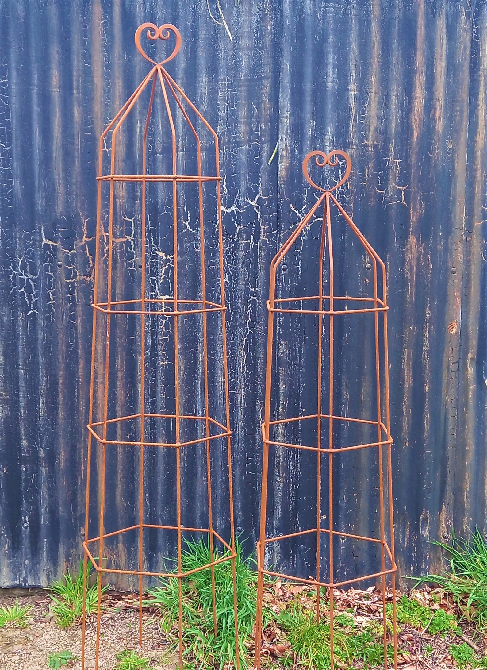 Obelisks Large Metal Garden Obelisk With Heart Top Rustic | Etsy