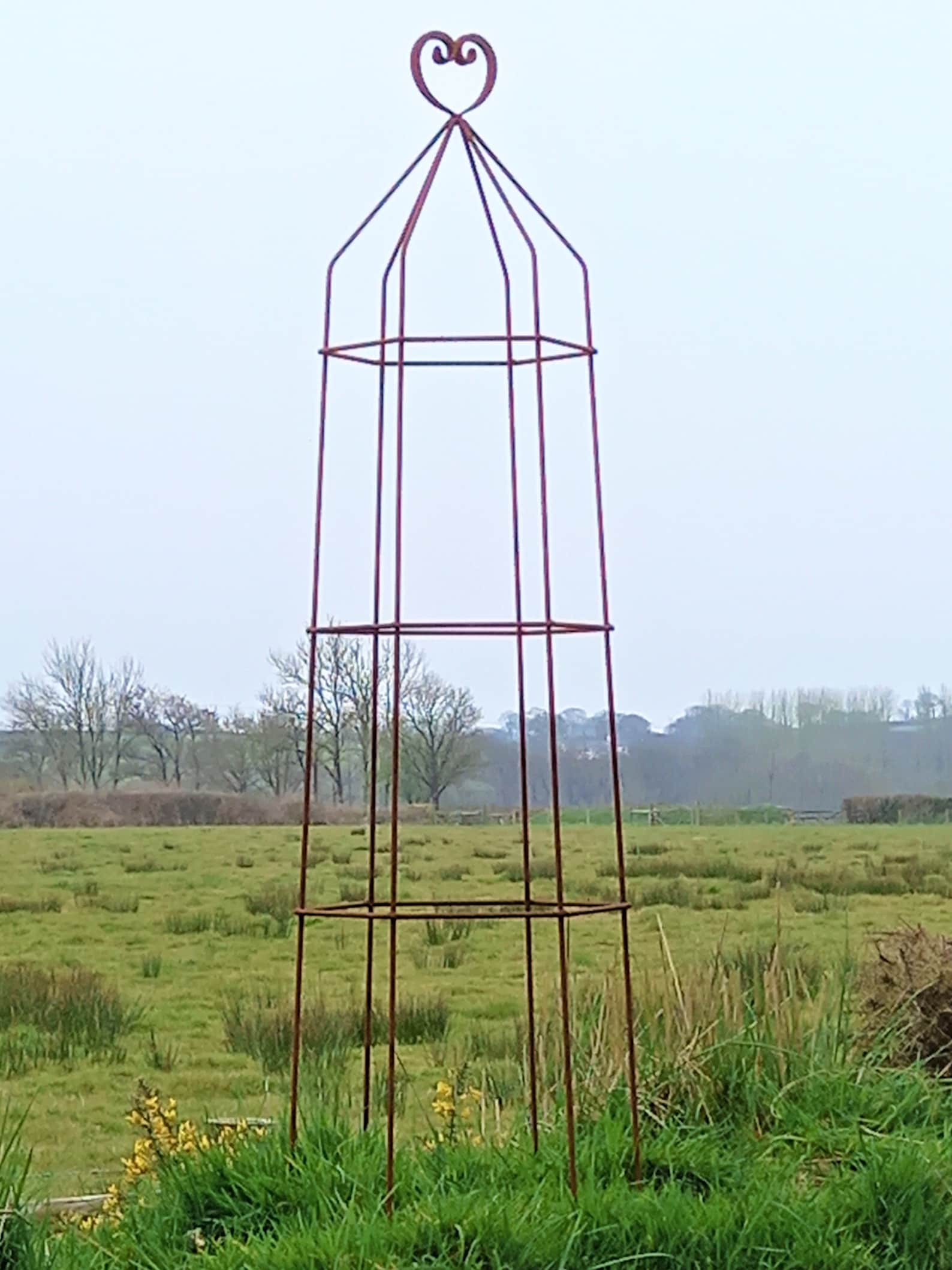 Obelisks Large Metal Garden Obelisk With Heart Top Rustic | Etsy