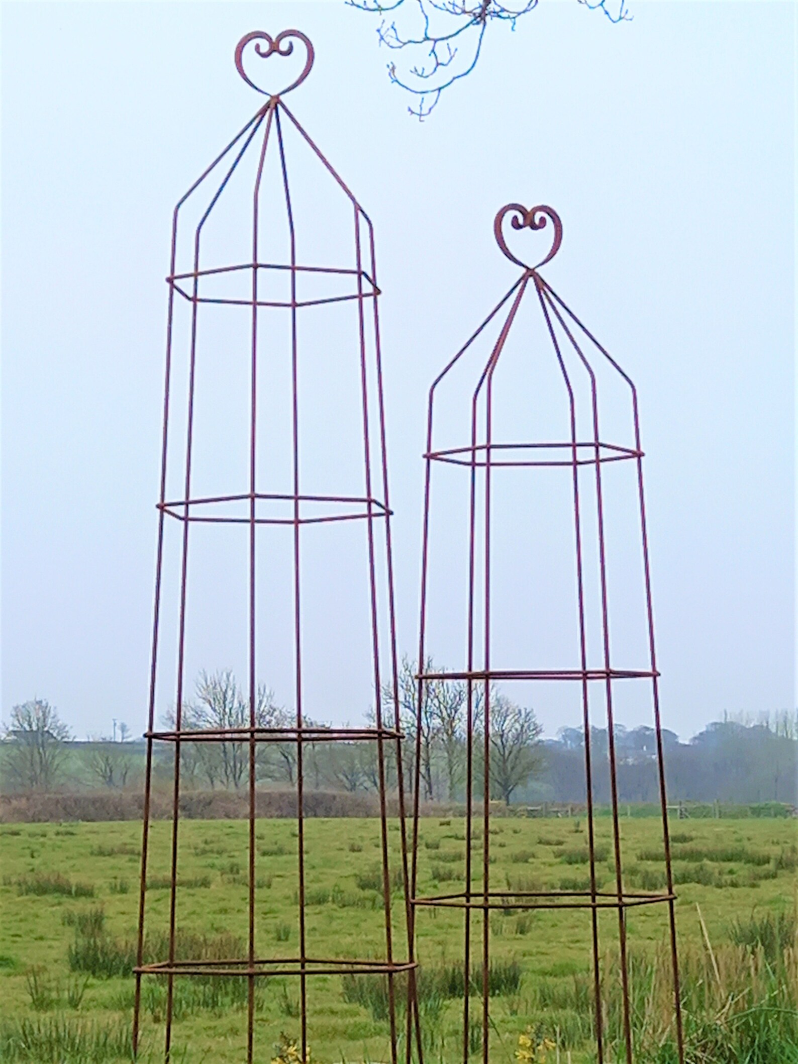 Obelisks Large Metal Garden Obelisk With Heart Top Rustic | Etsy