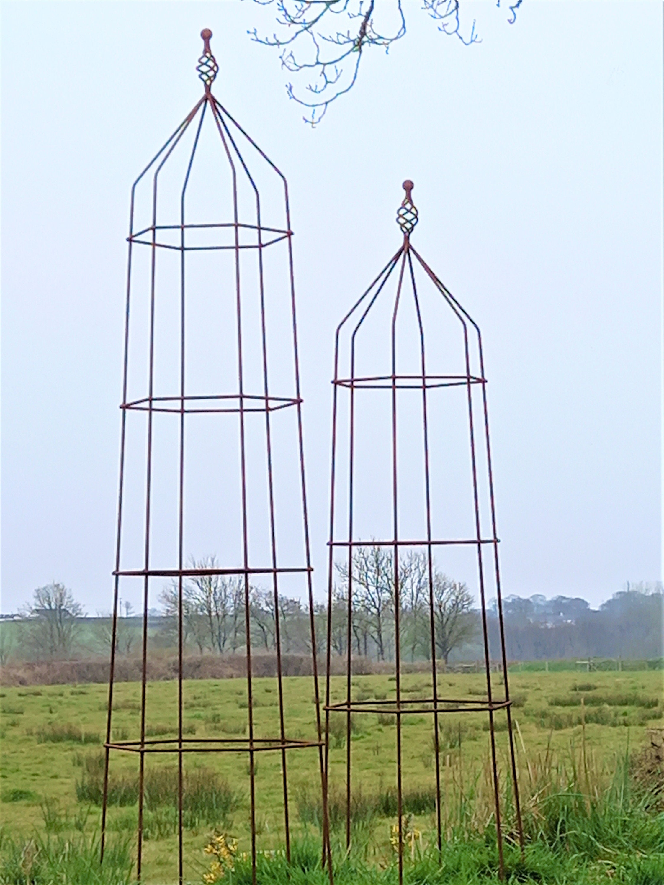 Obelisks Large Metal Garden Obelisk With Twist Top Rustic | Etsy UK