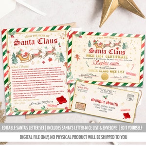 Letter From Santa, Nice List Certificate, Christmas Santa Letter ...