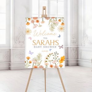 Editable Wildflower Baby Shower Welcome Sign, Boho Wildflower Poster ...
