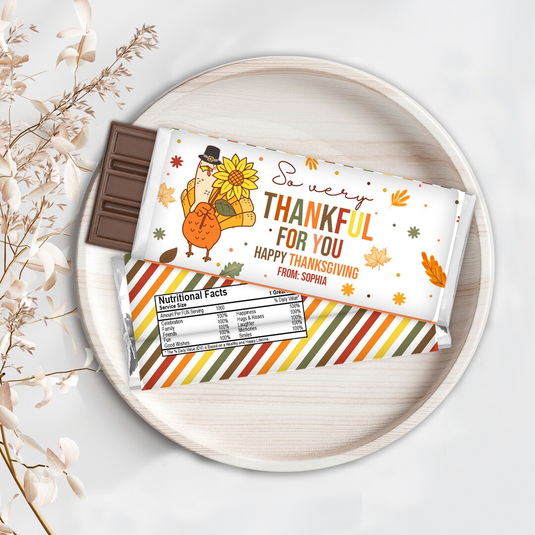 Turkey Thanksgiving Candy Bar Wrapper, Thanksgiving Chocolate Bar ...