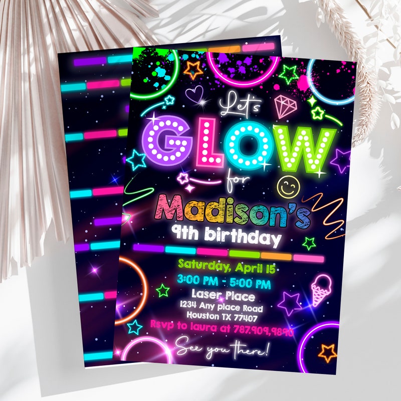 Neon Invitation - Etsy
