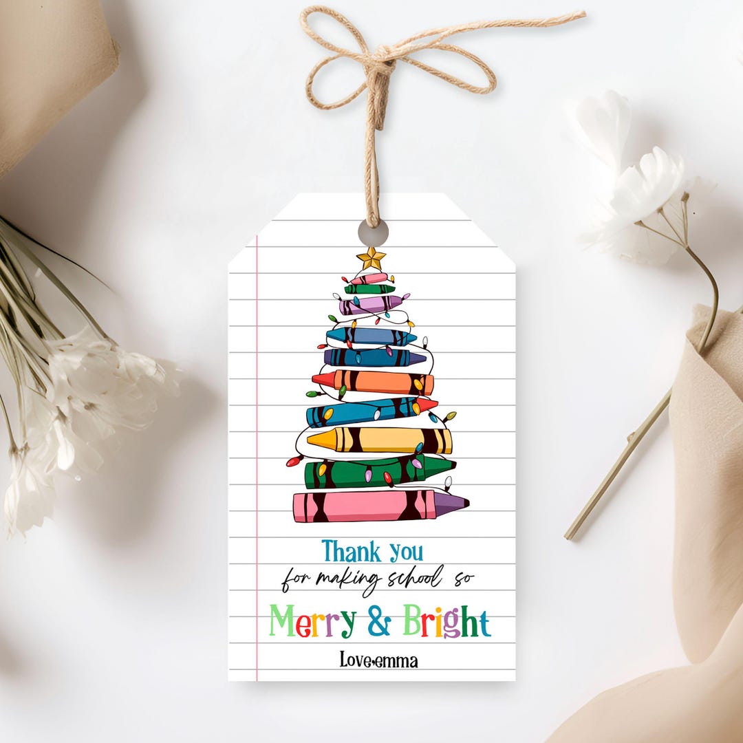 Editable Thank You for Making School Merry & Bright Tag, Christmas ...
