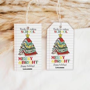 Editable Teacher Christmas Gift Tag Christmas Thank You Merry & Bright ...