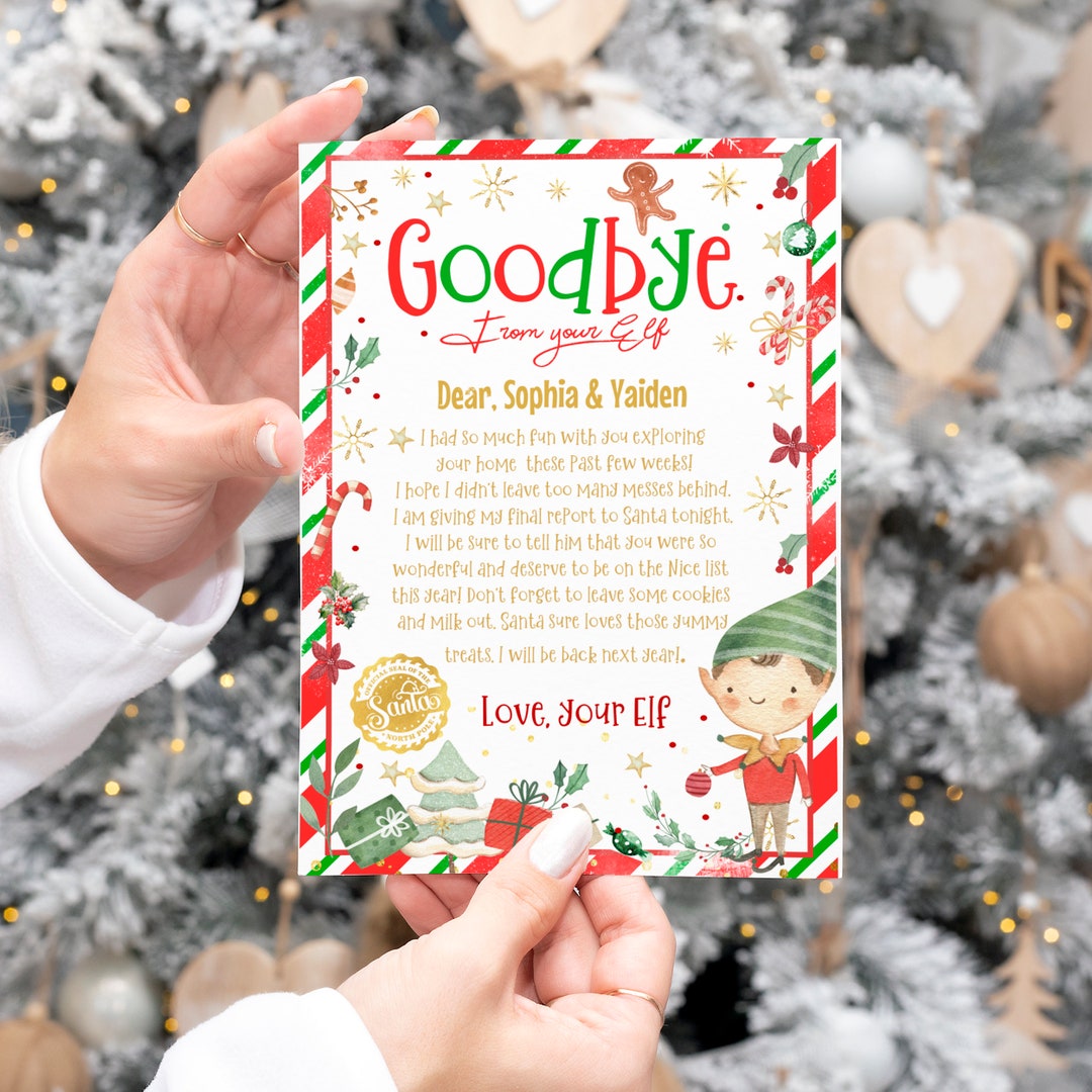 Editable Elf Goodbye Letter Departure Letter Christmas Goodbye From ...