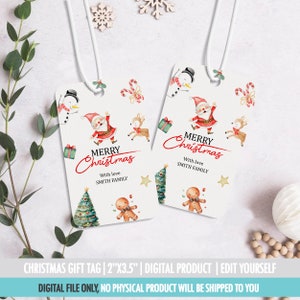Merry Christmas Gift Tag Printable, Printable Christmas Gift Tag ...