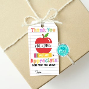 Editable Teacher Appreciation Week Gift Tags Thank You Teacher Gift Tag ...