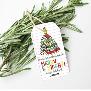 Editable Teacher Christmas Gift Tag Christmas Thank You Merry & Bright ...