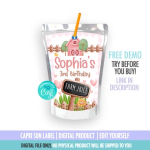 Editable Farm Birthday Girl, Farm Party Bundle, Barnyard Birthday, Farm ...