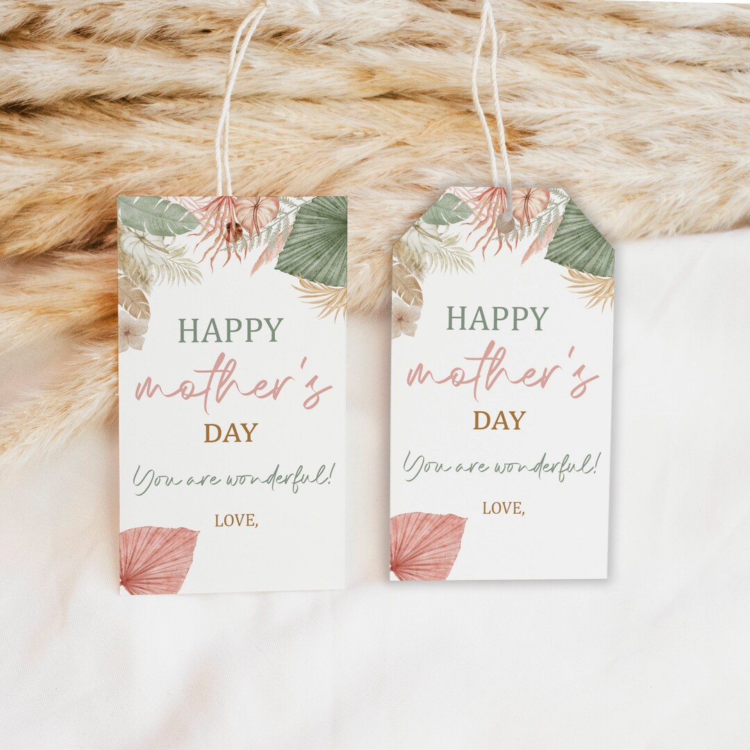 Mothers Day Boho Gift Tag Printable, Mothers Day Treat Tag, Mothers Day ...