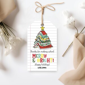 Editable Teacher Christmas Gift Tag Christmas Thank You Merry & Bright ...