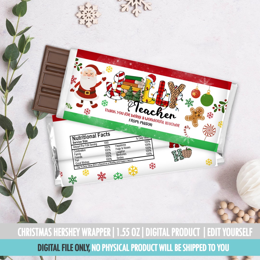 Editable Christmas Teacher Candy Bar Wrapper Template, Christmas School ...