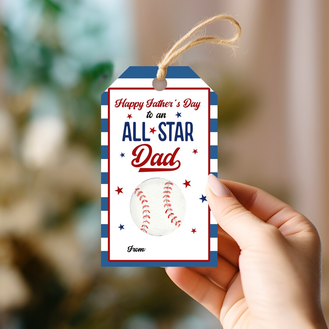 Great Dad Baseball Father's Day Tag Happy Father's Day Tag Dad Gift Tag ...