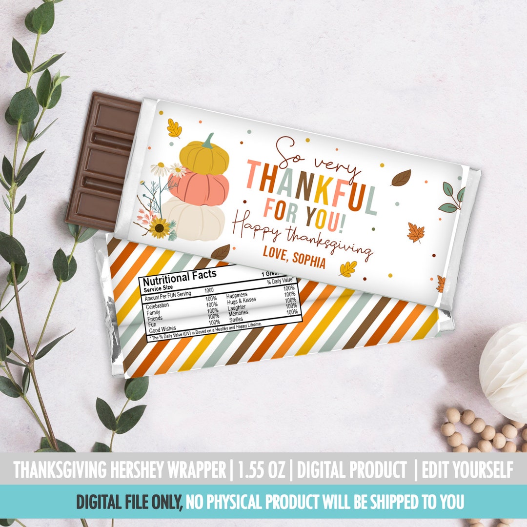 Thanksgiving Candy Bar Wrapper, Thanksgiving Chocolate Bar Wrapper ...