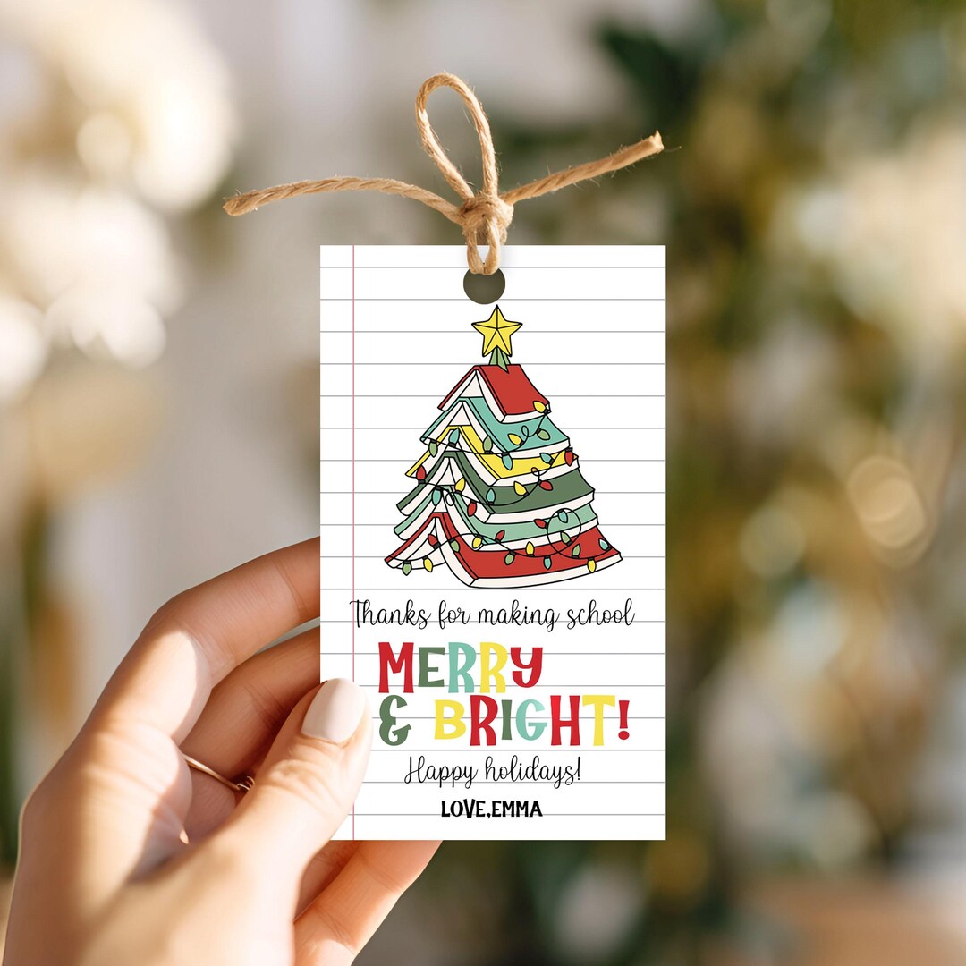 Editable Teacher Christmas Gift Tag Christmas Thank You Merry & Bright ...