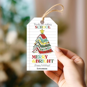 Editable Teacher Christmas Gift Tag Christmas Thank You Merry & Bright ...