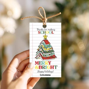 Editable Teacher Christmas Gift Tag Christmas Thank You Merry & Bright ...