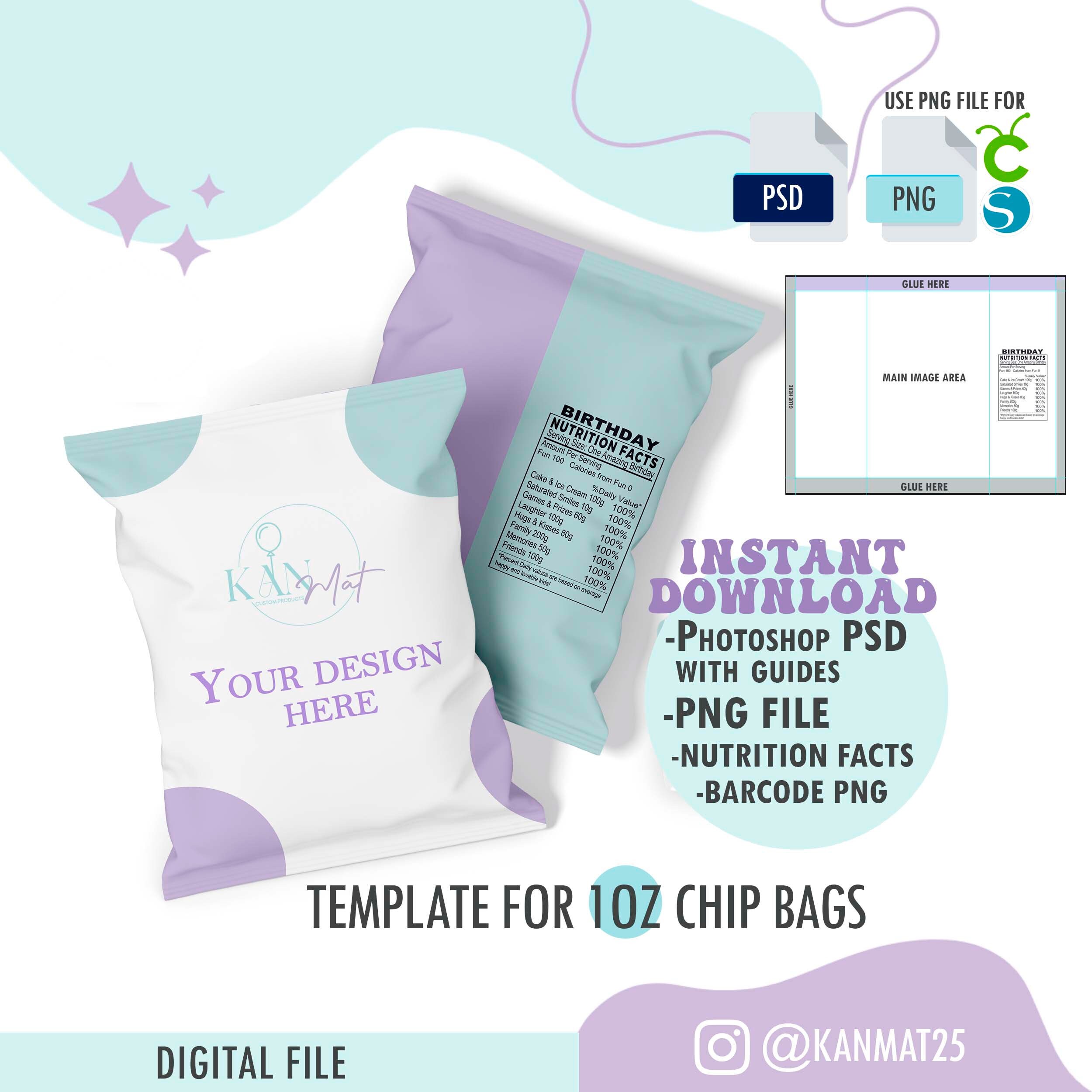 Chip Bag Template Chip Bags Party Favor Templates Photoshop - Etsy ...