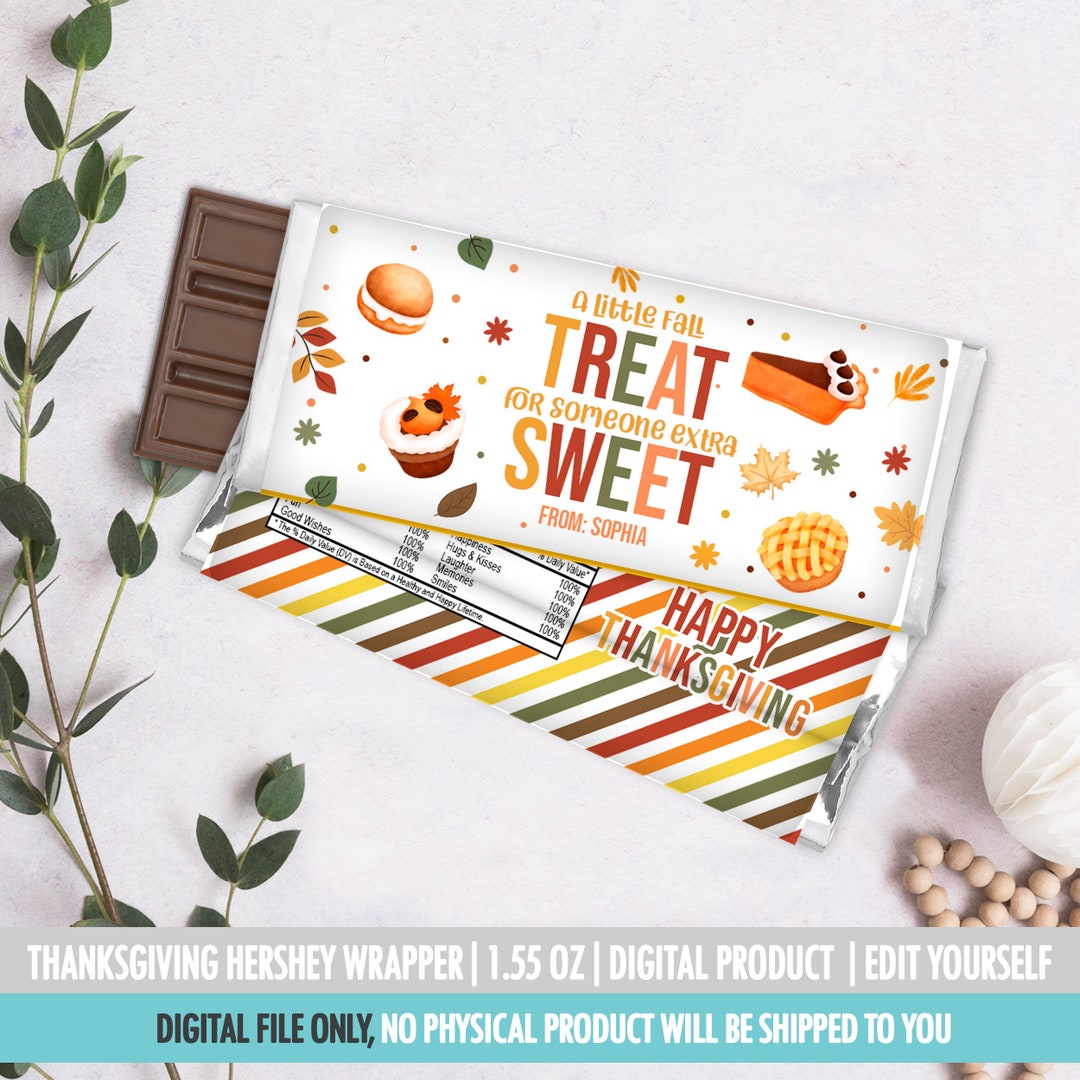 Thanksgiving Candy Bar Wrapper Thanksgiving Chocolate Bar - Etsy