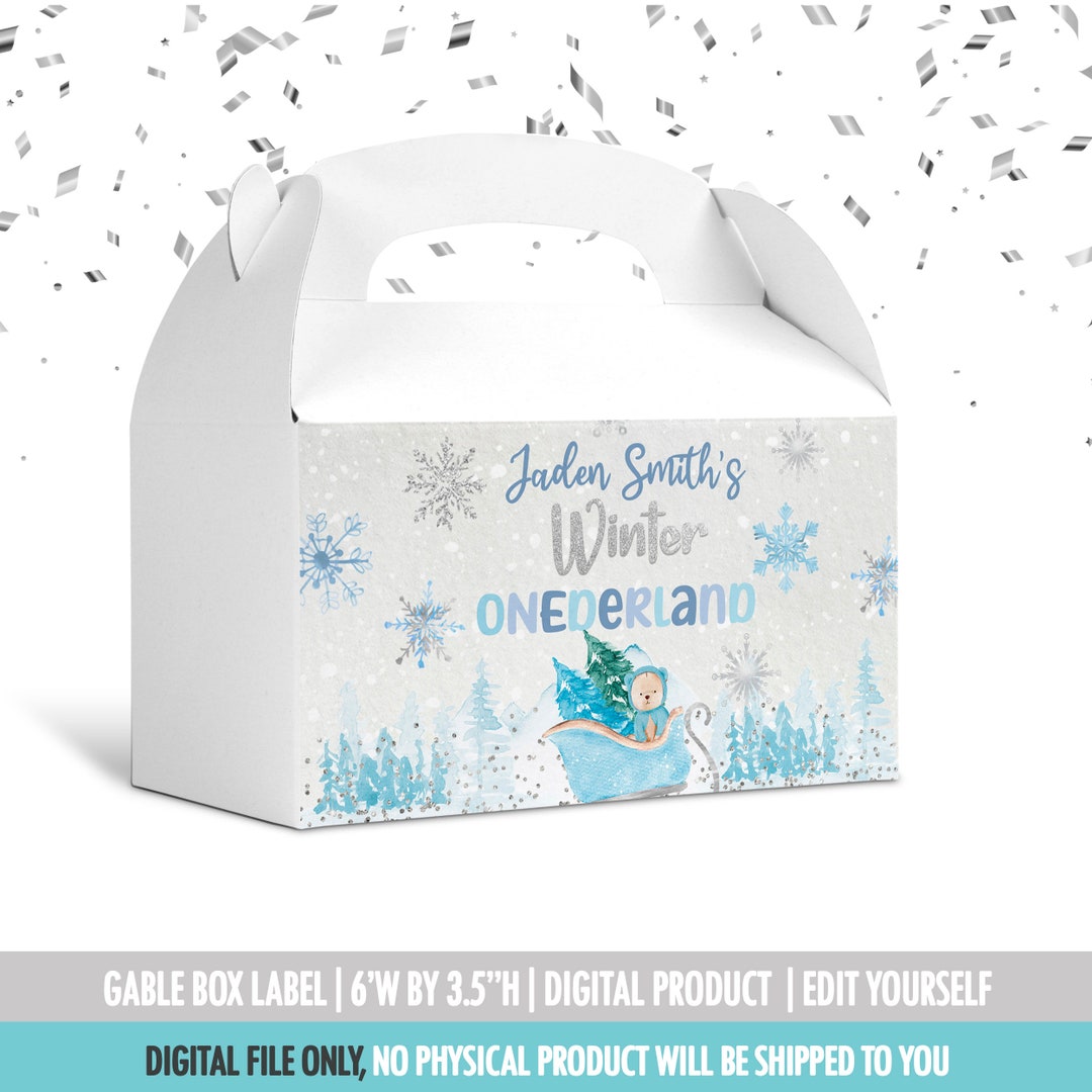 Editable Winter Onederland Box Label Printables Snowflake Favors Gift ...