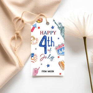 4th of July Gift Tag Printable, Editable Red White Blue Independence ...