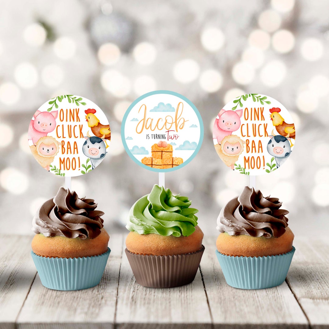 Editable Farm Cupcake Toppers, Cupcakes Template Printable, Animals ...