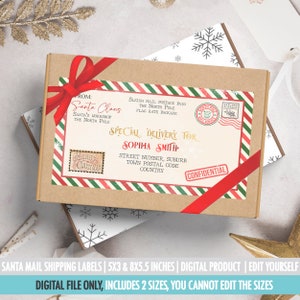 Santa Shipping Labels Template North Pole Mail Stickers Gif, Christmas ...