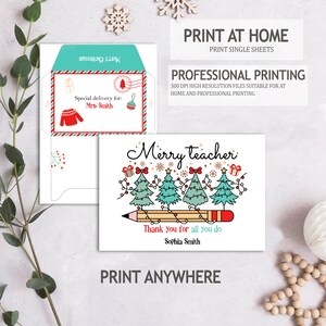 Christmas Card for Teacher, Holiday Card for School, Christmas Gift for ...