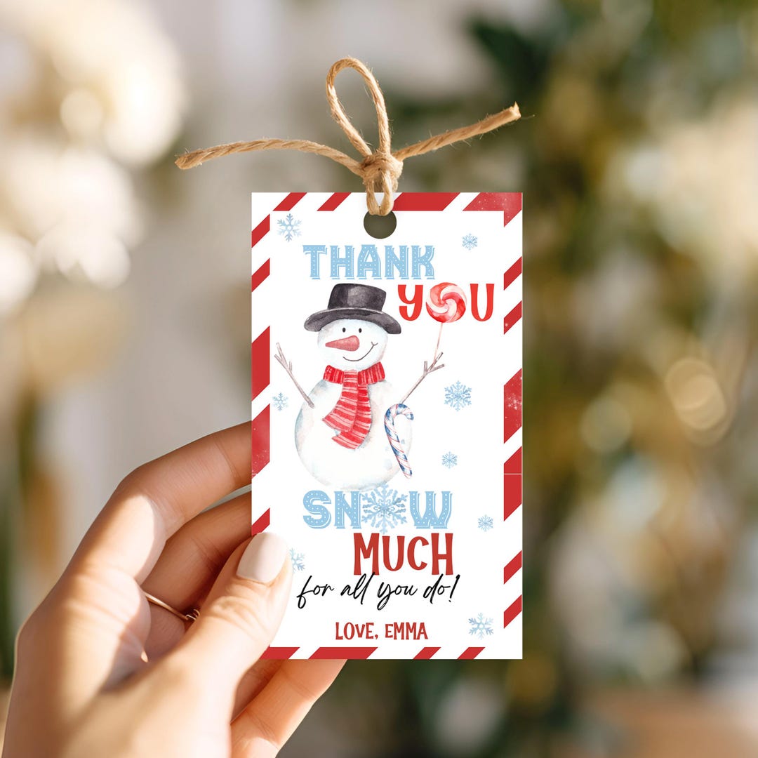 Editable Teacher Christmas Gift Tag Christmas Thank You Snow Much Gift ...
