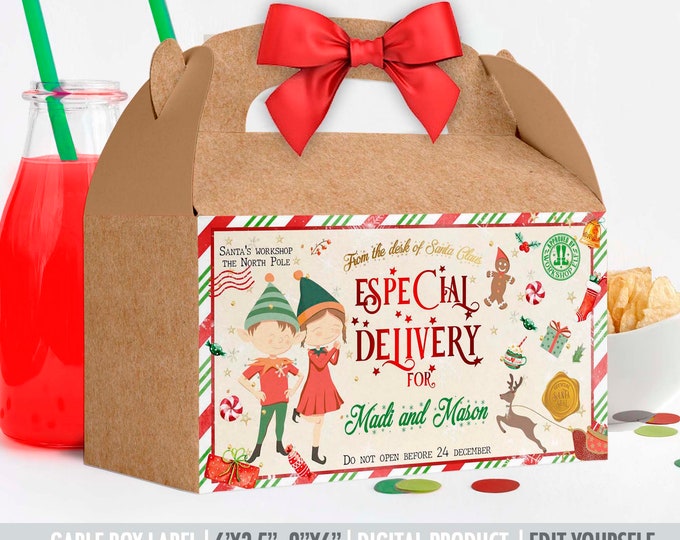 EDITABLE Christmas Eve Box Label Christmas Eve Gable Box Label Special ...