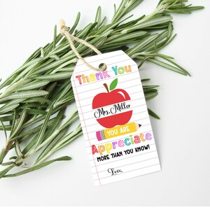 Editable Teacher Appreciation Week Gift Tags Thank You Teacher Gift Tag ...